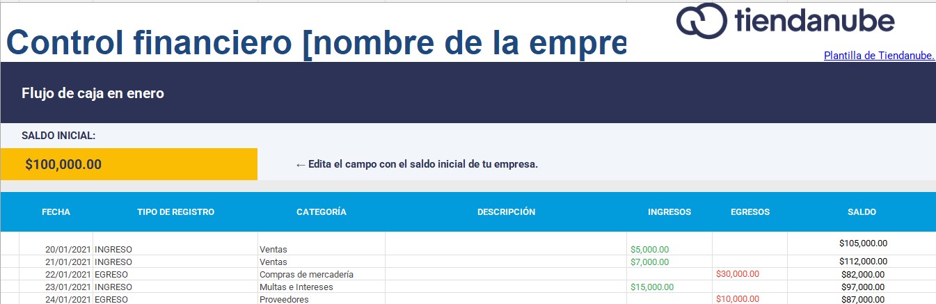 Control financiero para tu empresa: plantilla editable