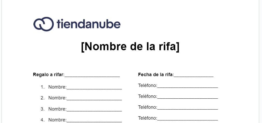 Plantilla en Word de hoja de rifa para imprimir. ¡Fideliza clientes!