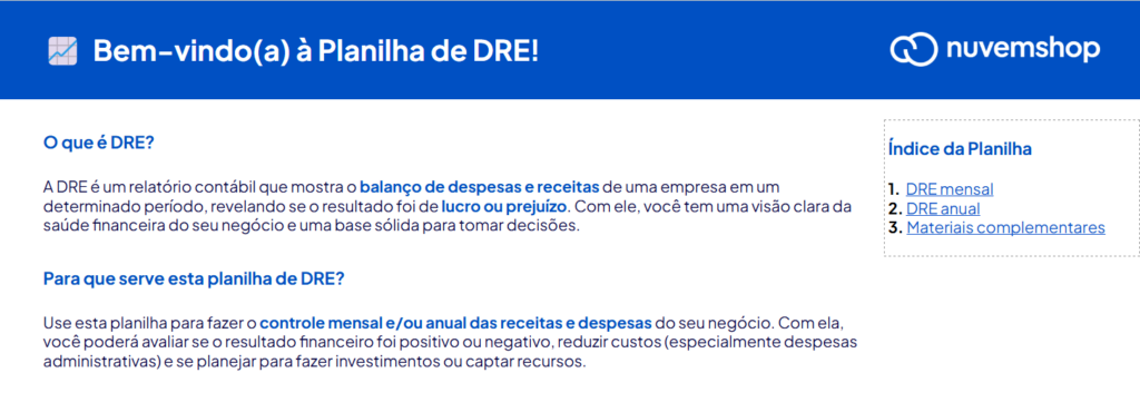 Modelo de DRE: planilha grátis em Excel para download