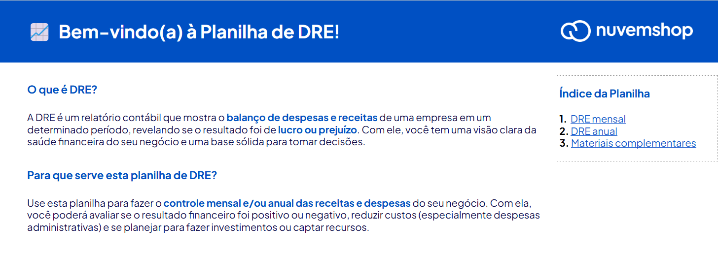Modelo de DRE: planilha grátis em Excel para download
